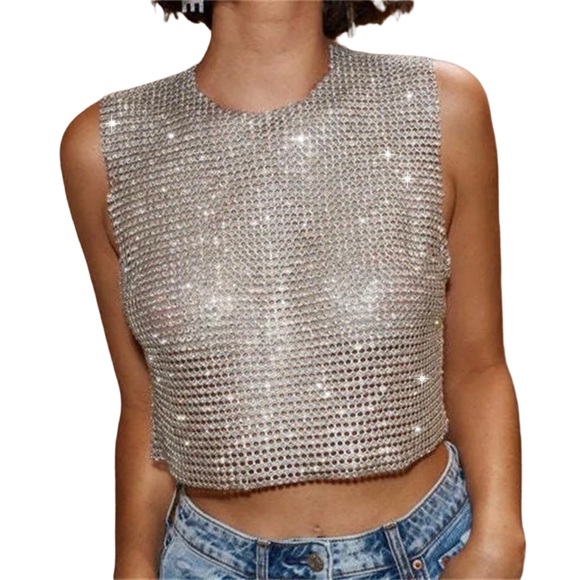 House of Harlow 1960 | Tops | House Of Harlow 96 Nwt Silver Mesh ...
